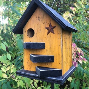 Rustic Primitive Birdhouse Triangle Steps Country Birdhouse Outdoor ...