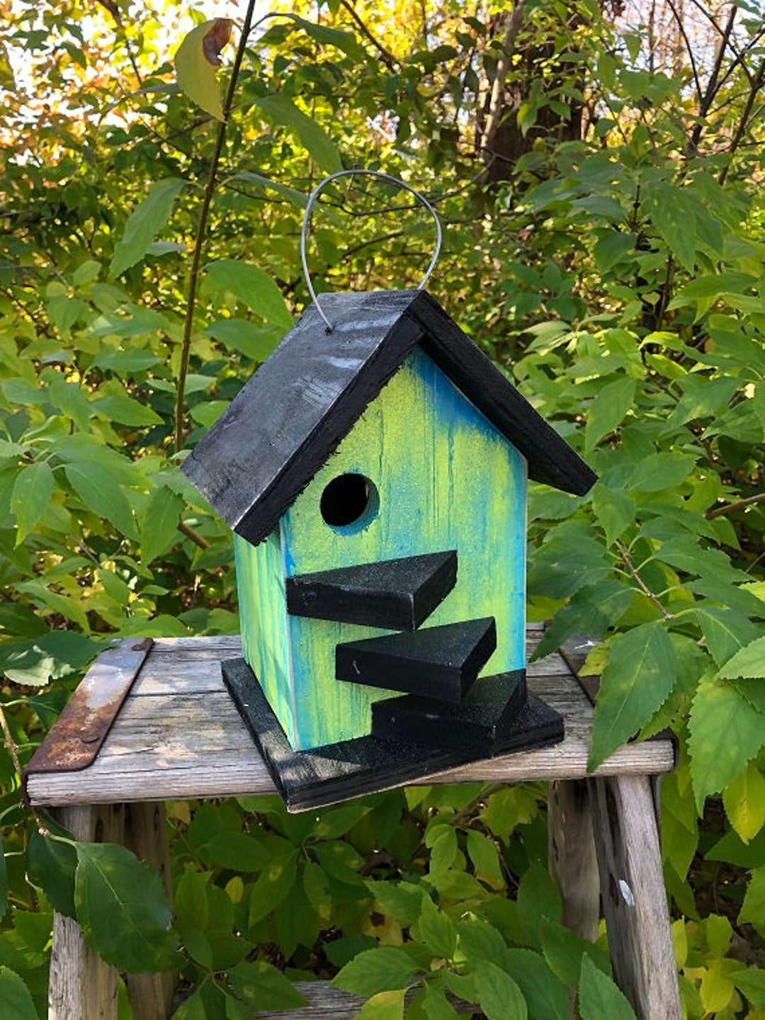 Rustic Primitive Birdhouse Triangle Steps Country Birdhouse - Etsy