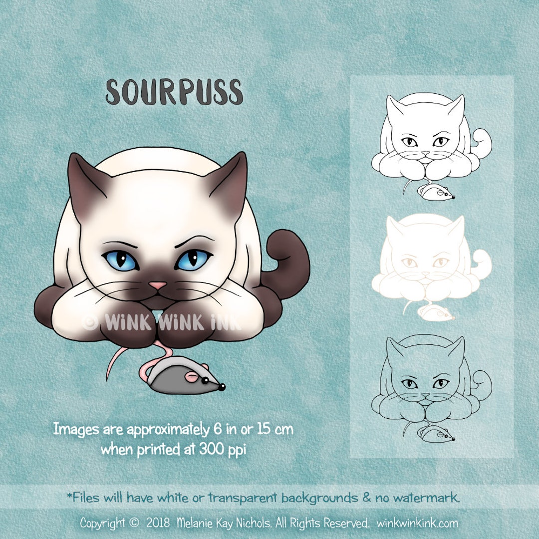 Digital Stamp - Sourpuss - Grumpy Cat and Mouse Digi Image - Etsy