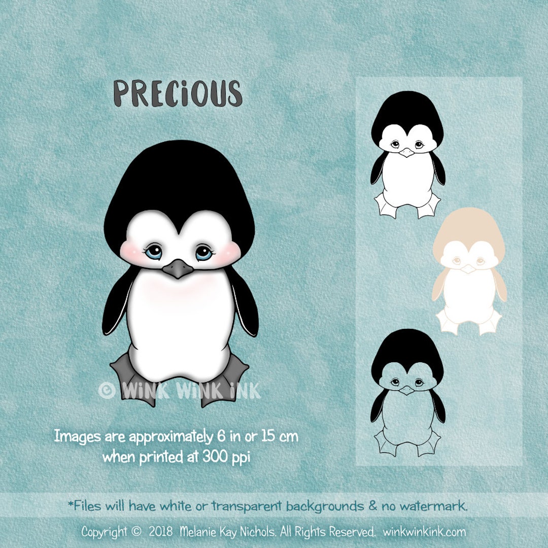 Digital Stamp - Precious - Baby Penguin Winter Digi Image - Etsy