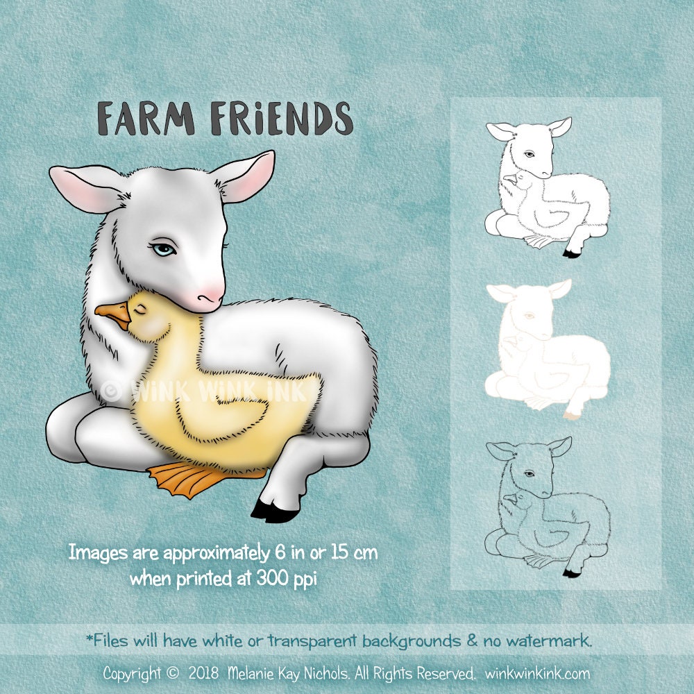 Digital Stamp - Farm Friends - Baby Goat and Duckling Digi Image - Etsy