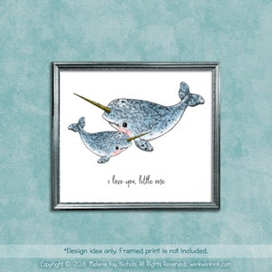 Digital Stamp "narwhal" Cute, Little Whale Illustration for Cards ...