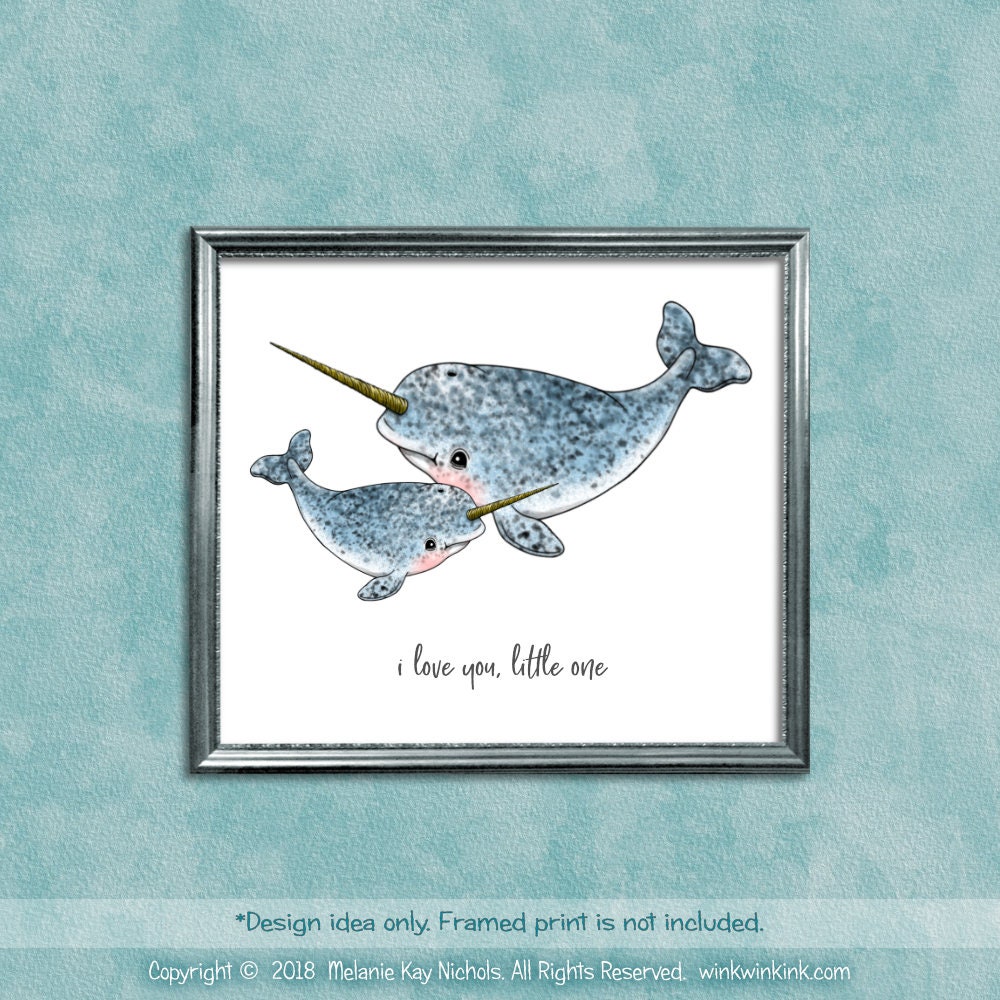 Digital Stamp "narwhal" Cute, Little Whale Illustration for Cards ...