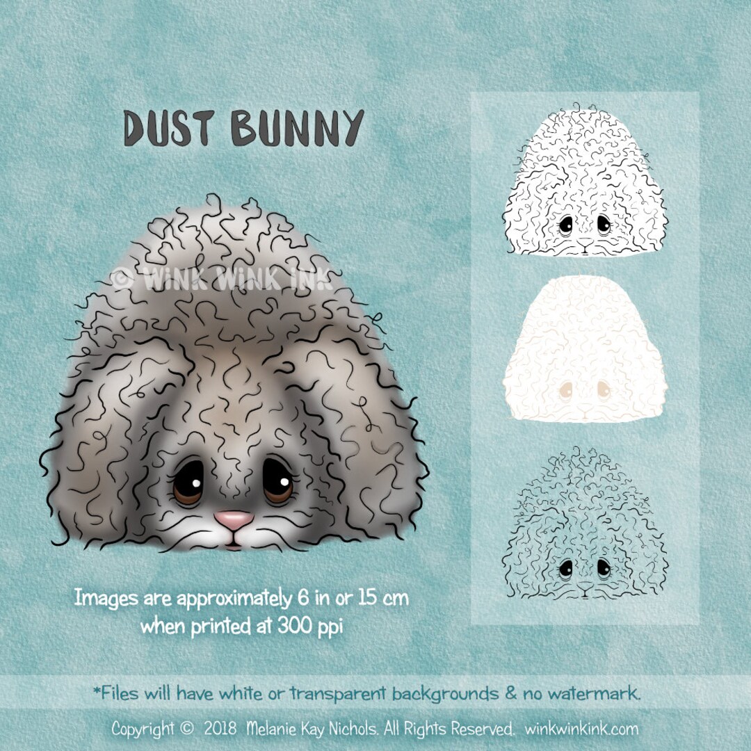 Digital Stamp Dust Bunny Fuzzy Rabbit Printable Digi Image - Etsy