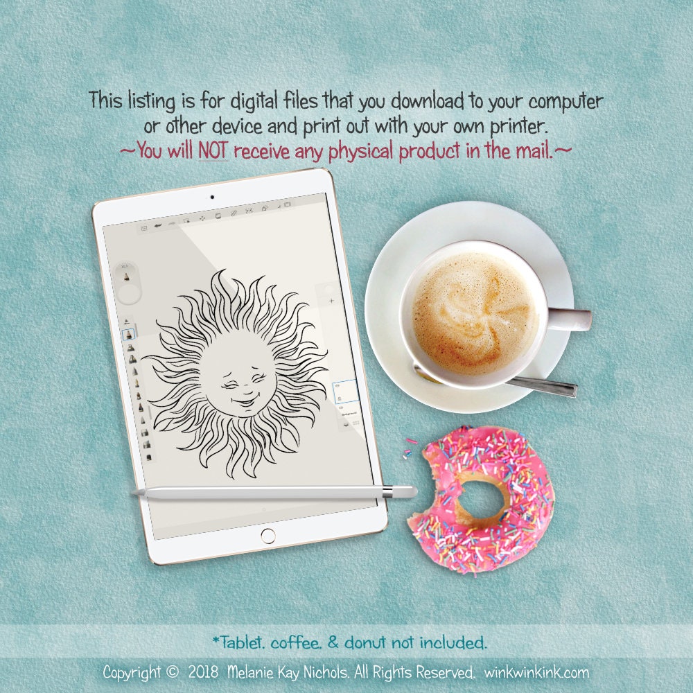 Digital Stamp Sunny Happy Sun Sunshine Printable Digi - Etsy