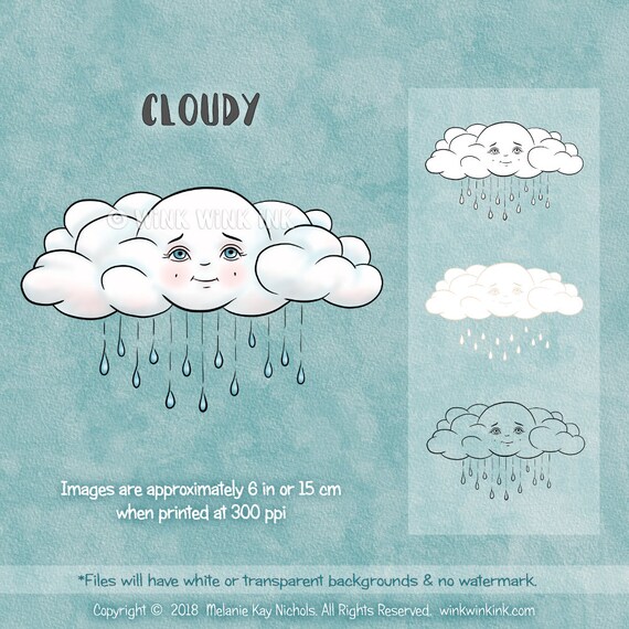 Digital Stamp cloudy Friendly Little Rain | Etsy