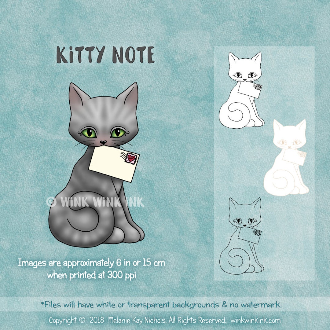 Digital Stamp - Kitty Note - Cat Love Letter Valentine Digi Image - Etsy
