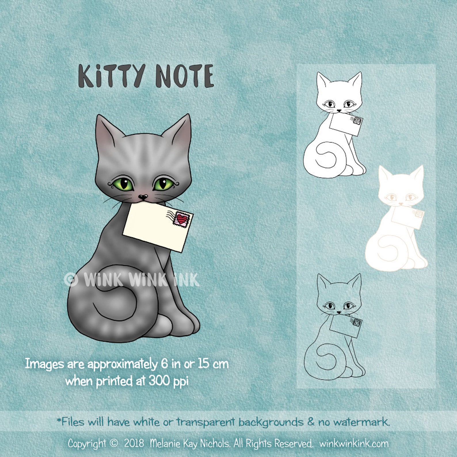 Digital Stamp - Kitty Note - Cat Love Letter Valentine Digi Image - Etsy