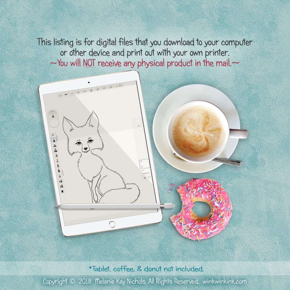 Digital Stamp - Foxy - Sitting Red Fox - Wildlife Digi Stamp - Clip Art ...