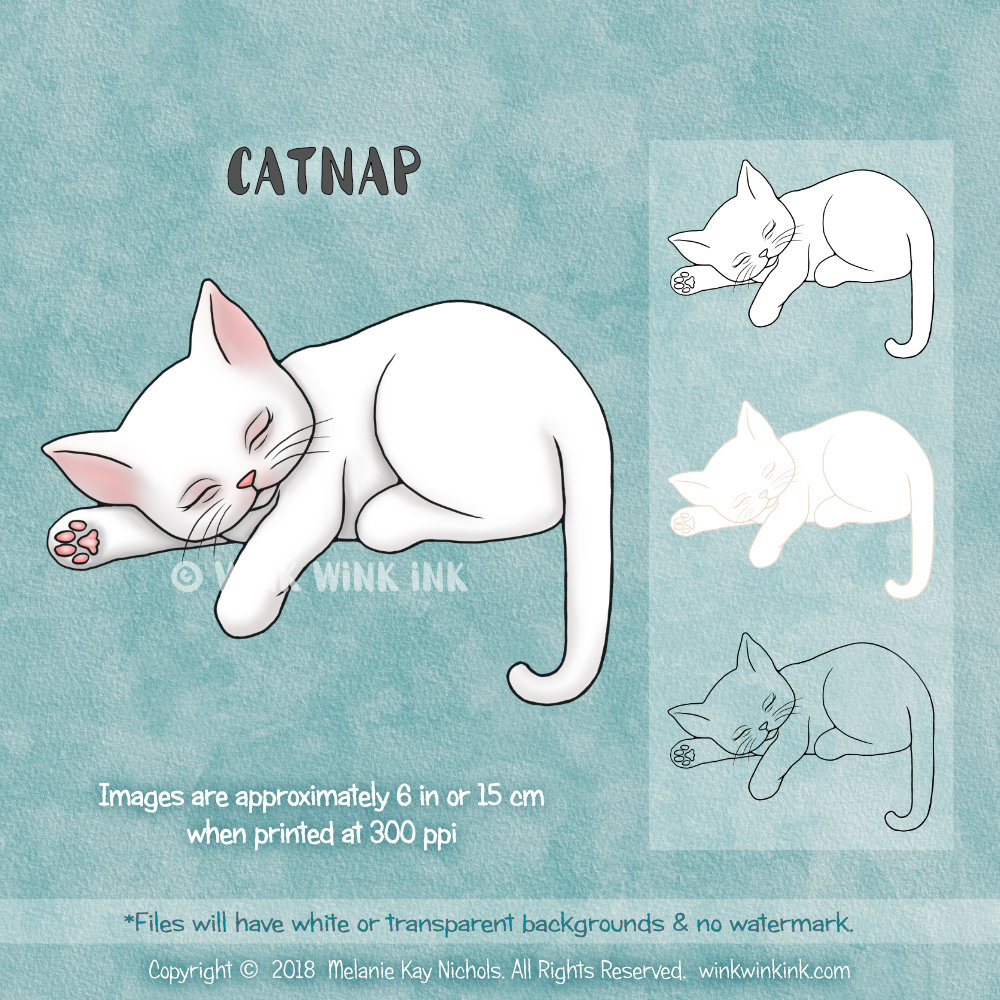 Digital Stamp Catnap Sleeping Kitty Cat Printable Digi Image - Etsy