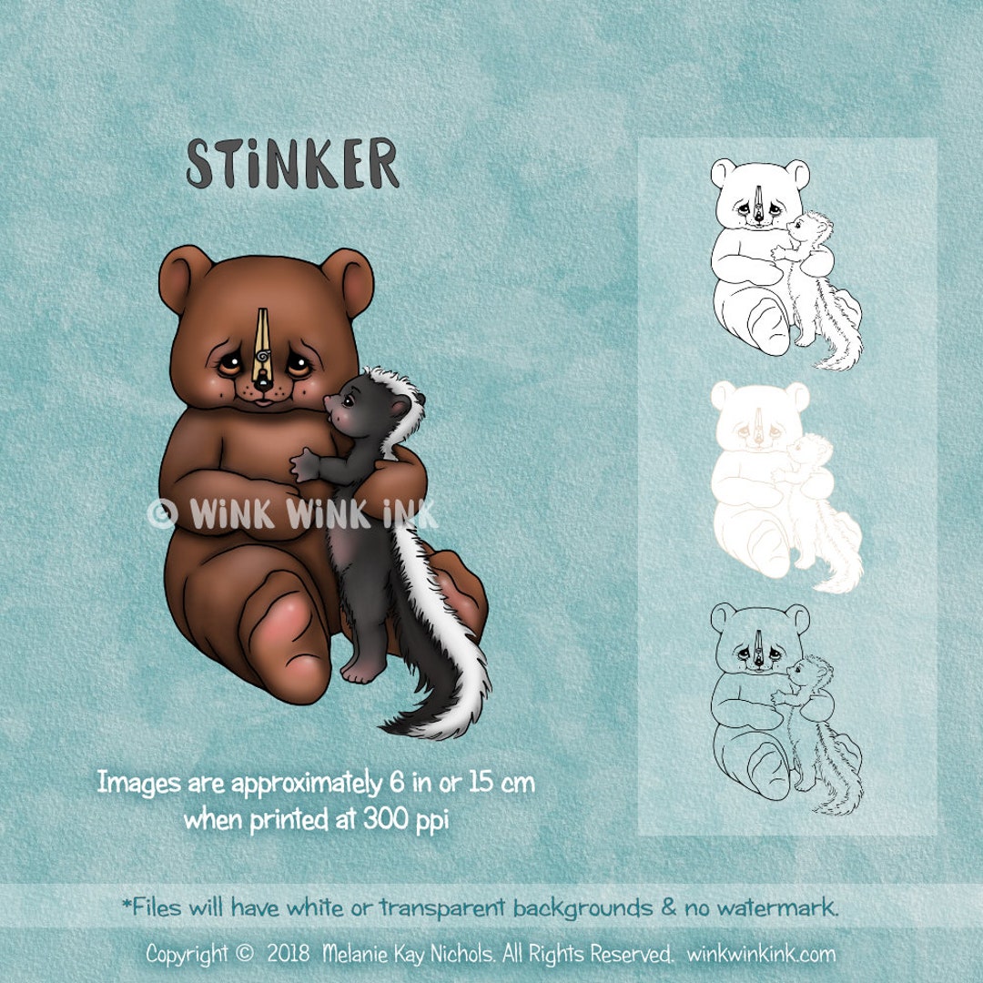 Digital Stamp - Stinker - Bear and Skunk Printable Digi Image - Etsy