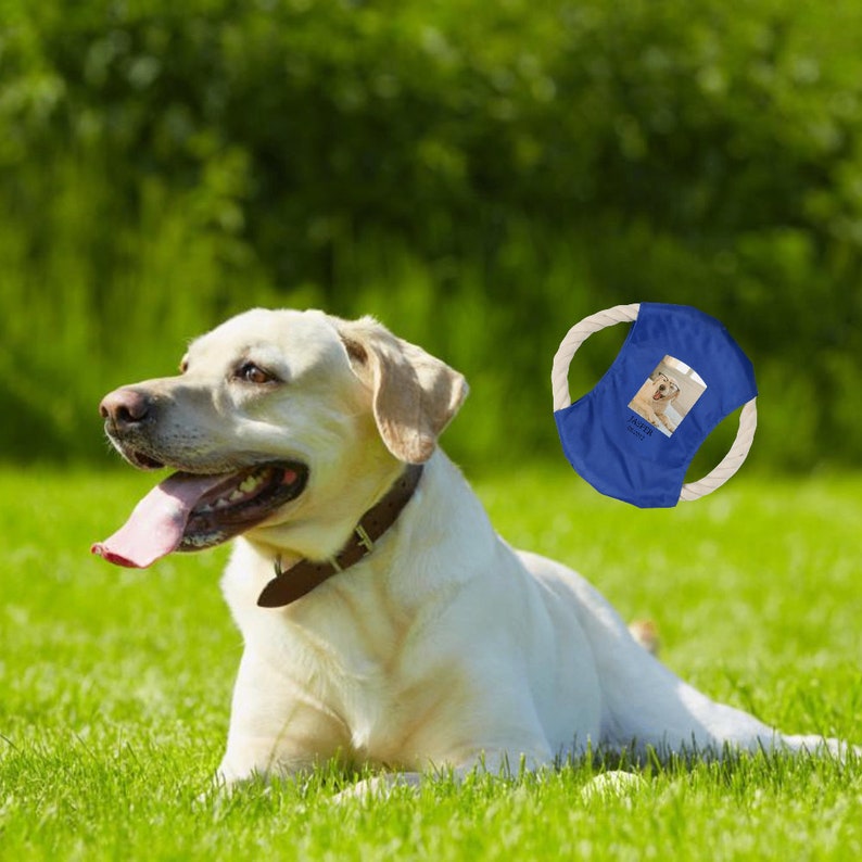Personalized Dog Rope Frisbee Toy, Custom Photo Dog Toy With Name and ...