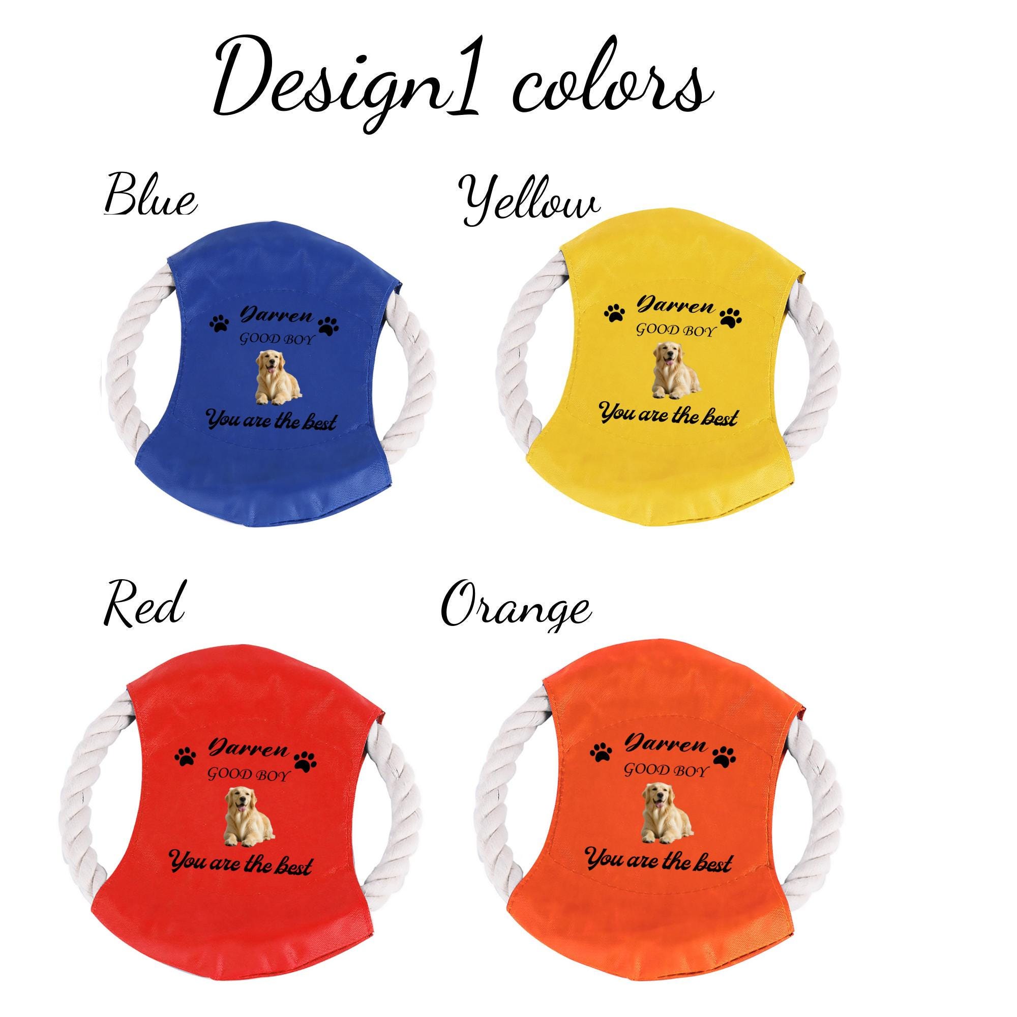 Personalized Dog Rope Frisbee Toy, Custom Photo Dog Toy With Name and ...