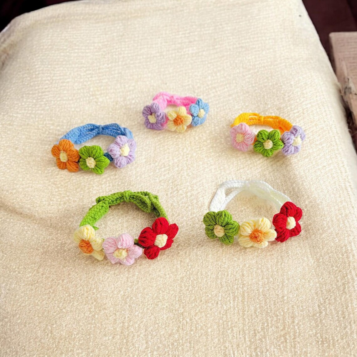 Handmade Crochet Flower Collar for Cats and Dogs- Cute Collars for Cat ...