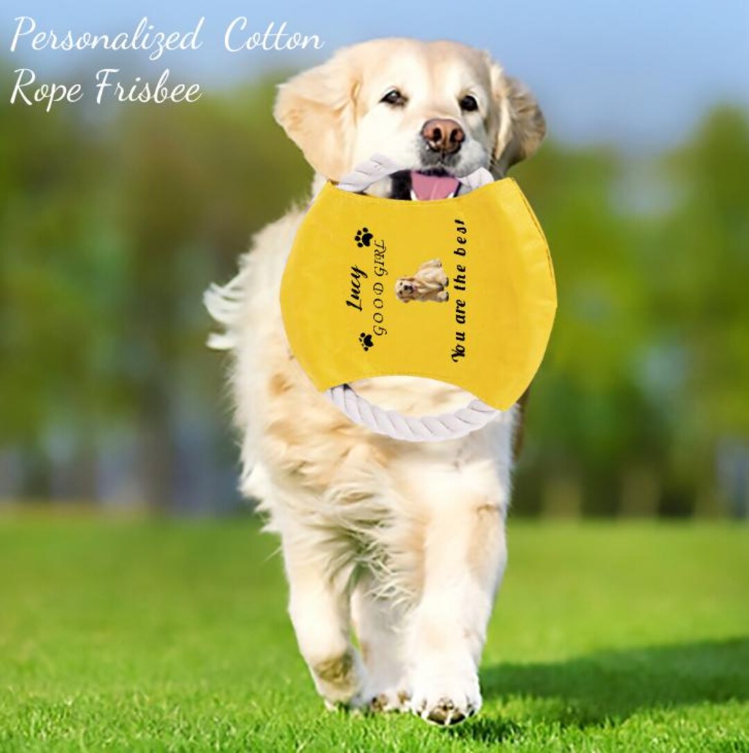 Personalized Dog Rope Frisbee Toy, Custom Photo Dog Toy With Name and ...