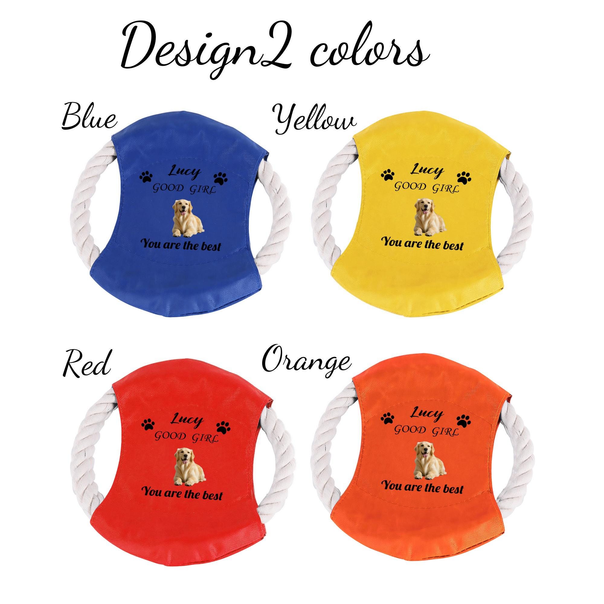 Personalized Dog Rope Frisbee Toy, Custom Photo Dog Toy With Name and ...