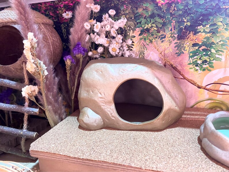 Handmade Ceramic Hamster Hideout House, Rock Acorn Shaped Hide Cave for ...