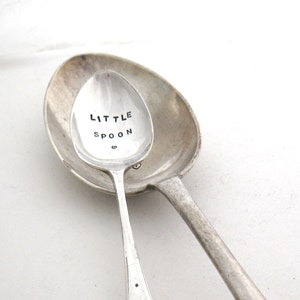 Personalised Big Spoon Little Spoon, Rustic Hand Stamped Non Matching ...