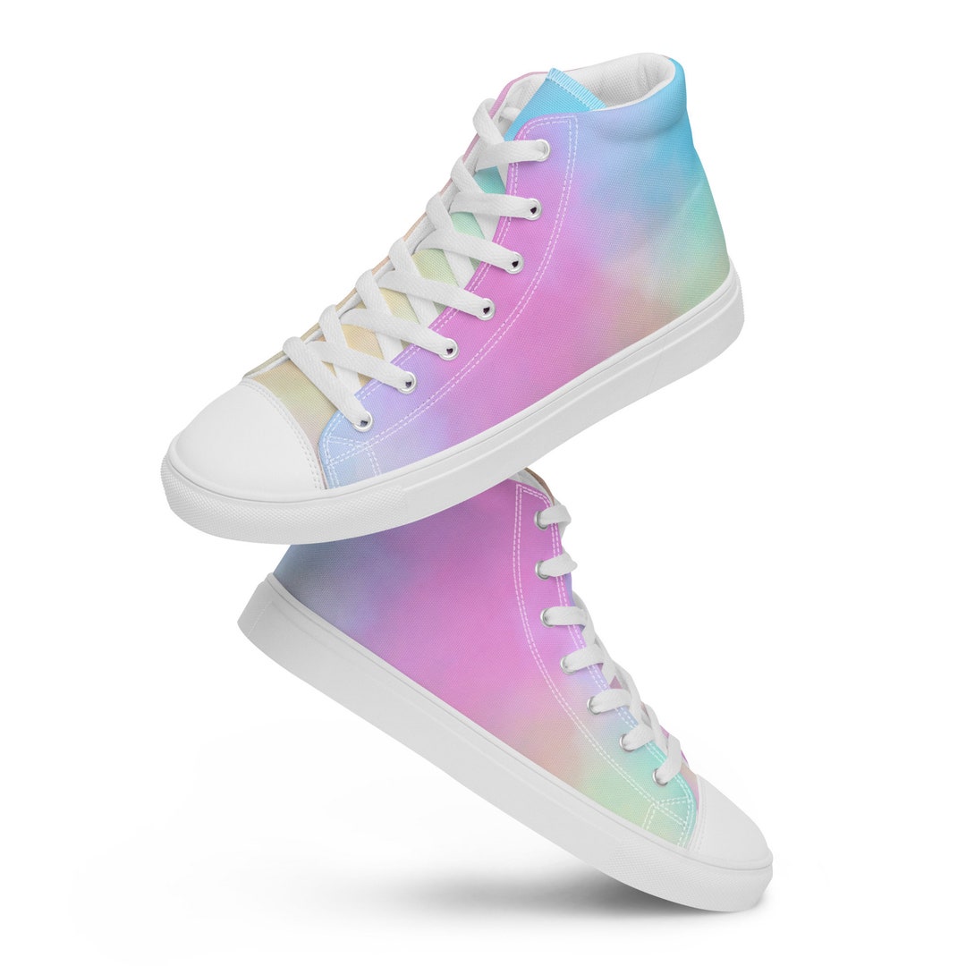 Rainbow High Top Canvas Shoes - Etsy