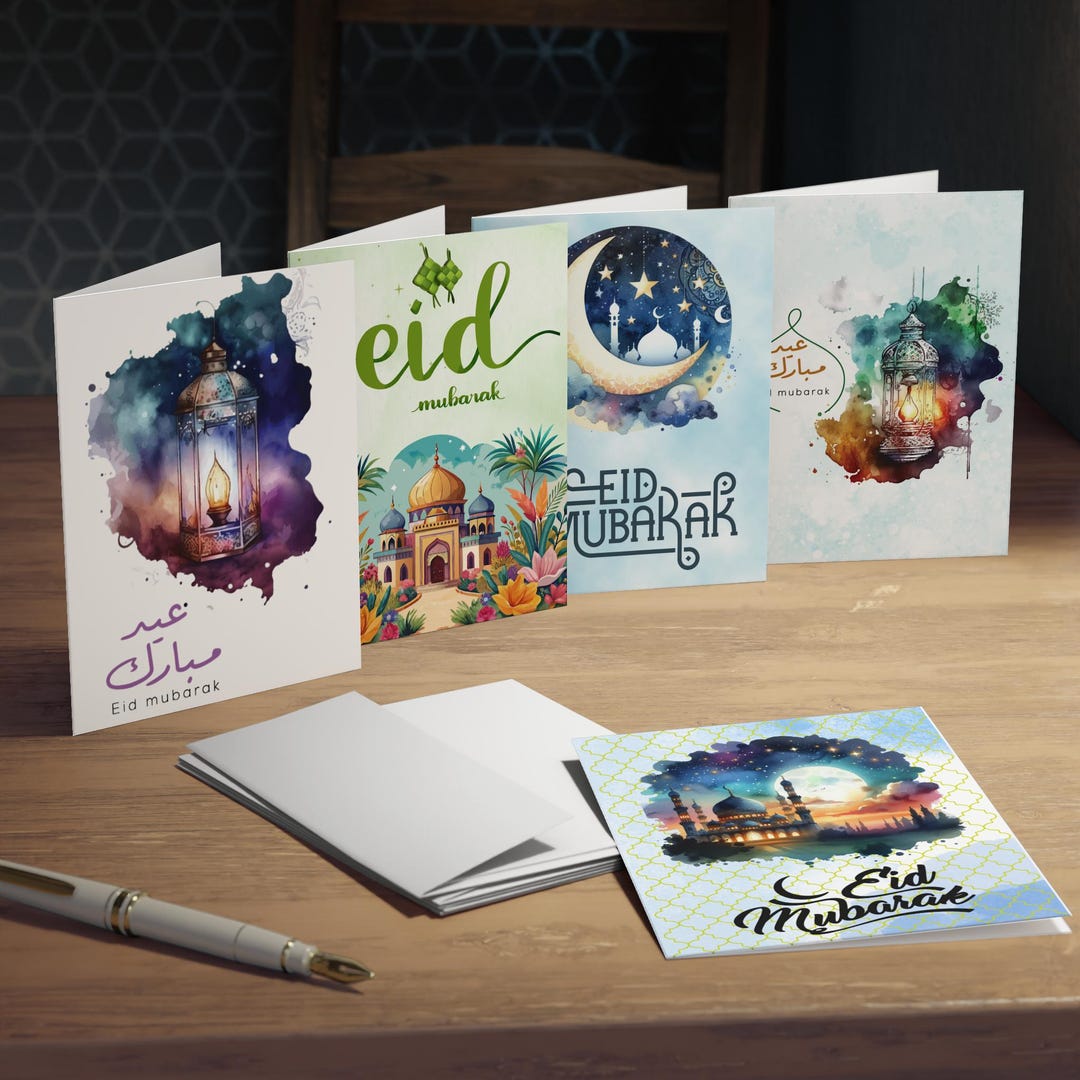 Eid Mubarak Greeting Cards Set | 5-pack Multi-design Cards for Eid ...