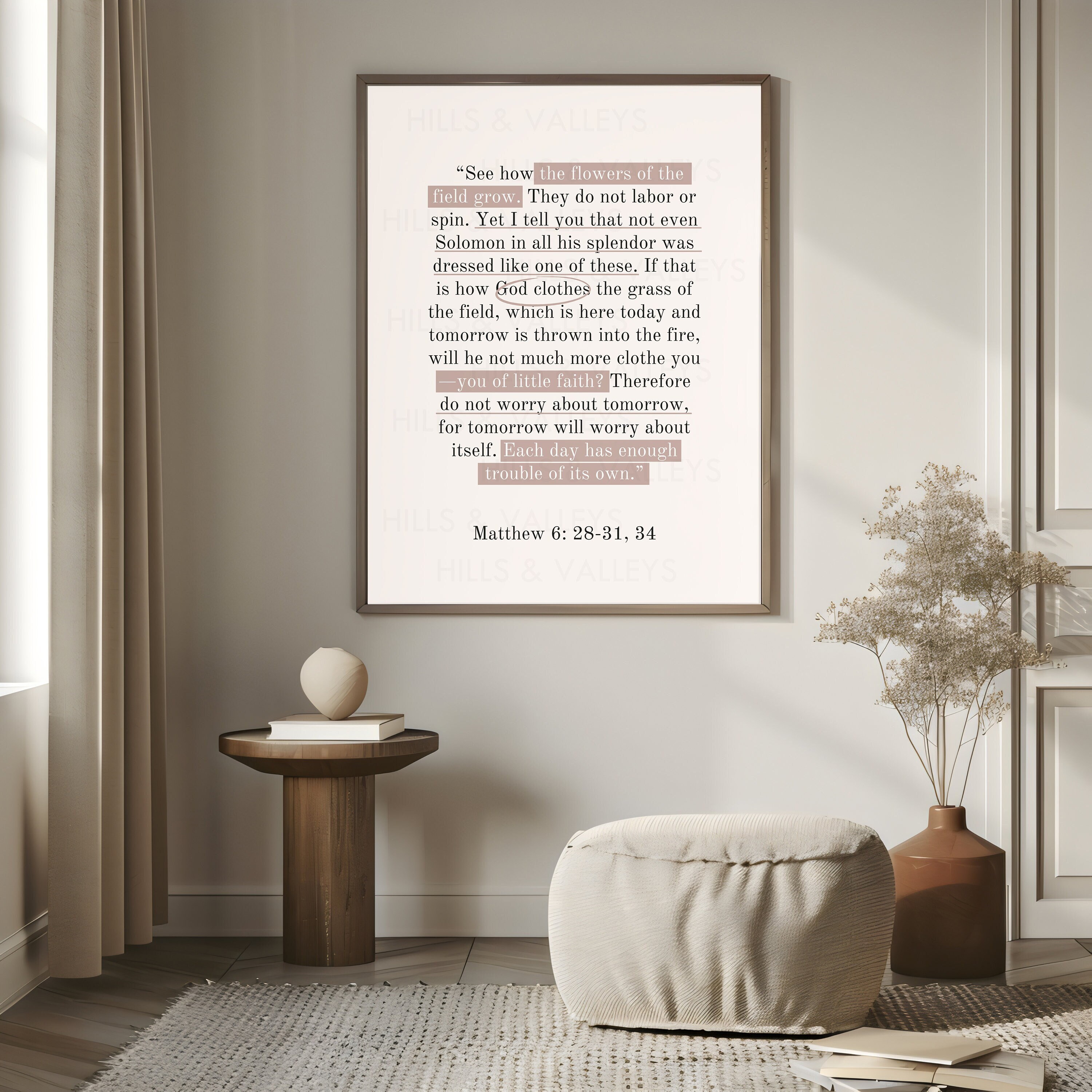 Matthew Bible Verse Wall Art, Modern Christian Art, Minimalist Neutral ...
