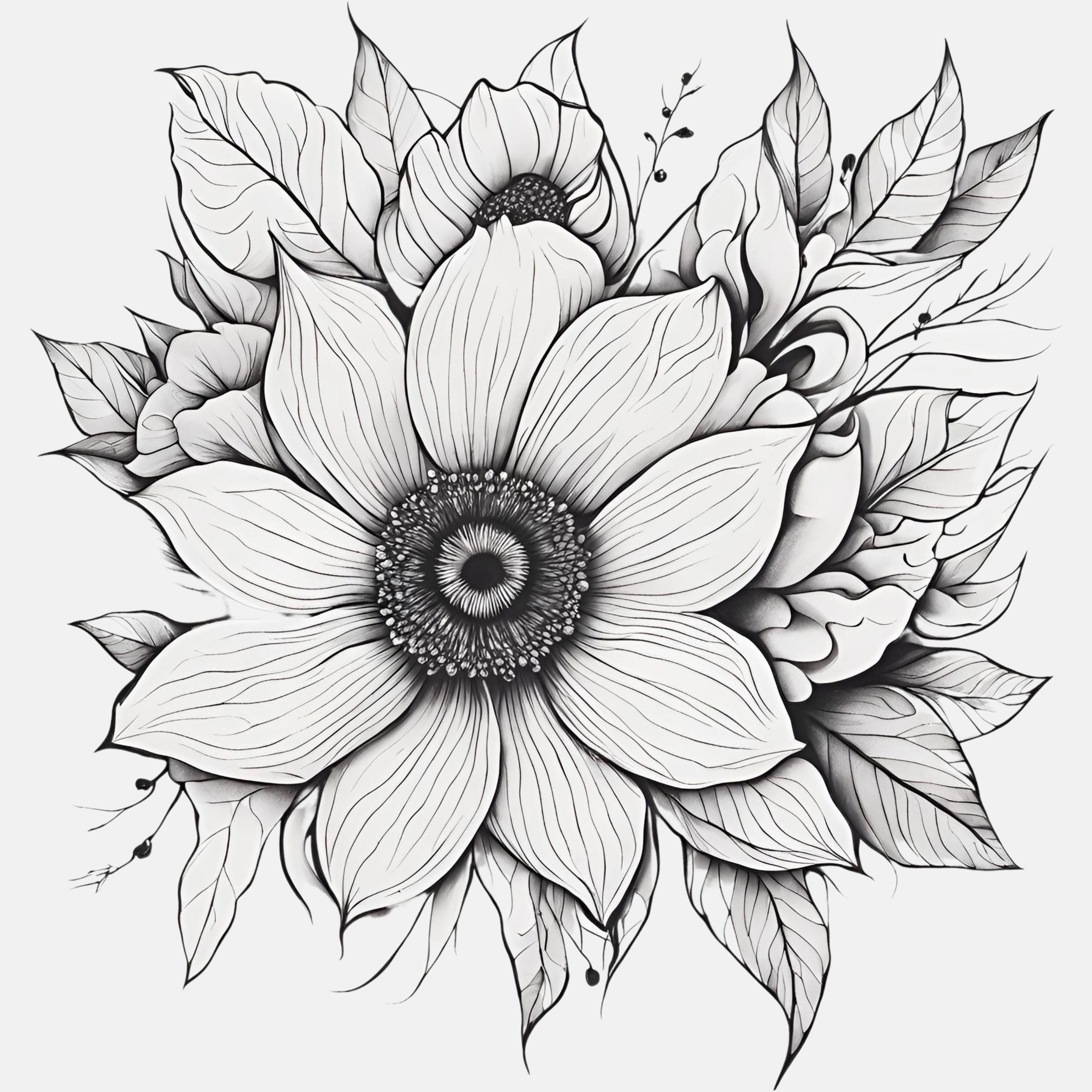 Unique Floral Tattoo, Arm Flower Tattoo, Uncommon Back Tattoo, Leg ...