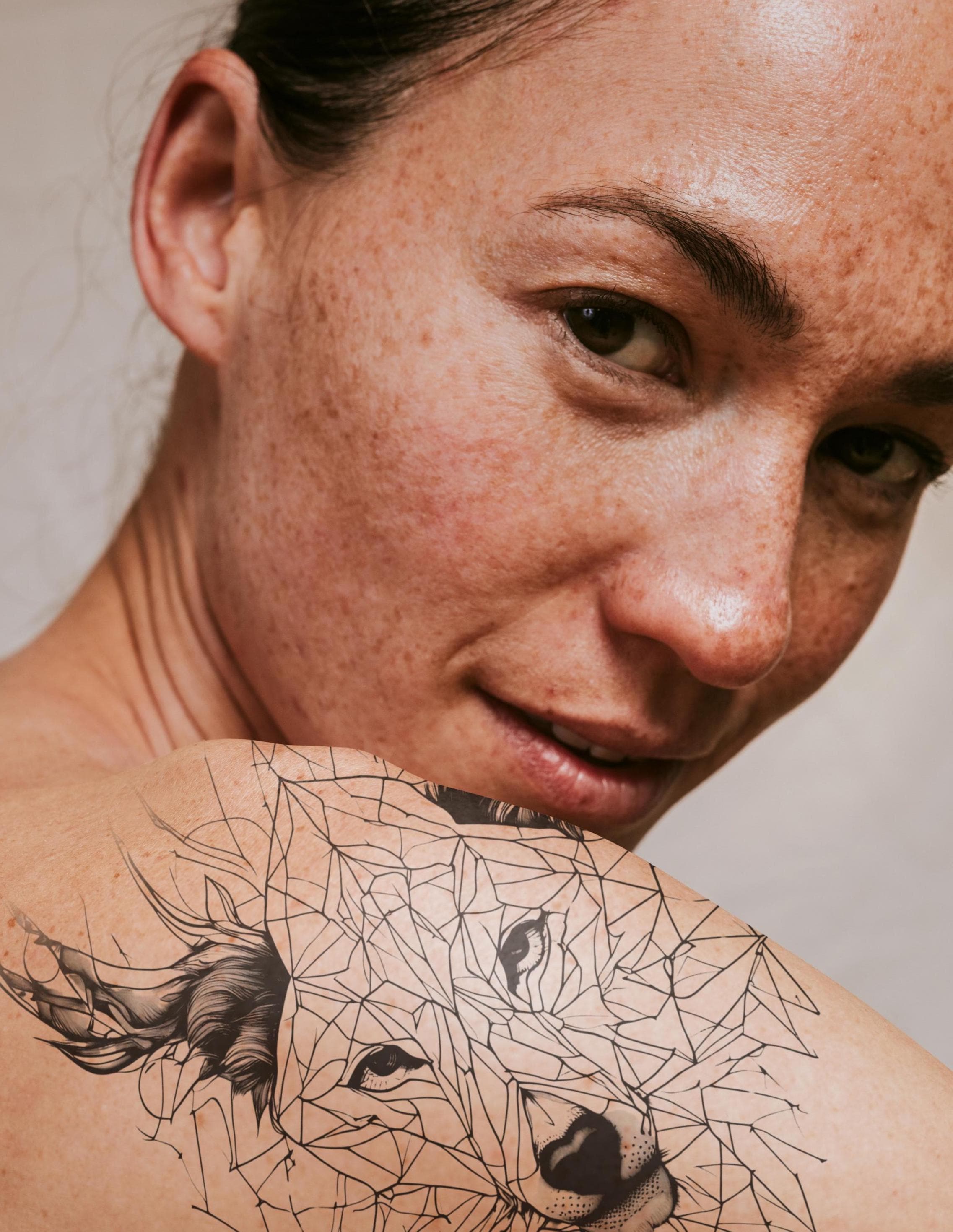 Geometric Wolf Tattoo Design, Abstract Animal Tattoo, Stylized Face ...