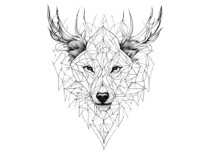 Geometric Wolf Tattoo Design, Abstract Animal Tattoo, Stylized Face ...