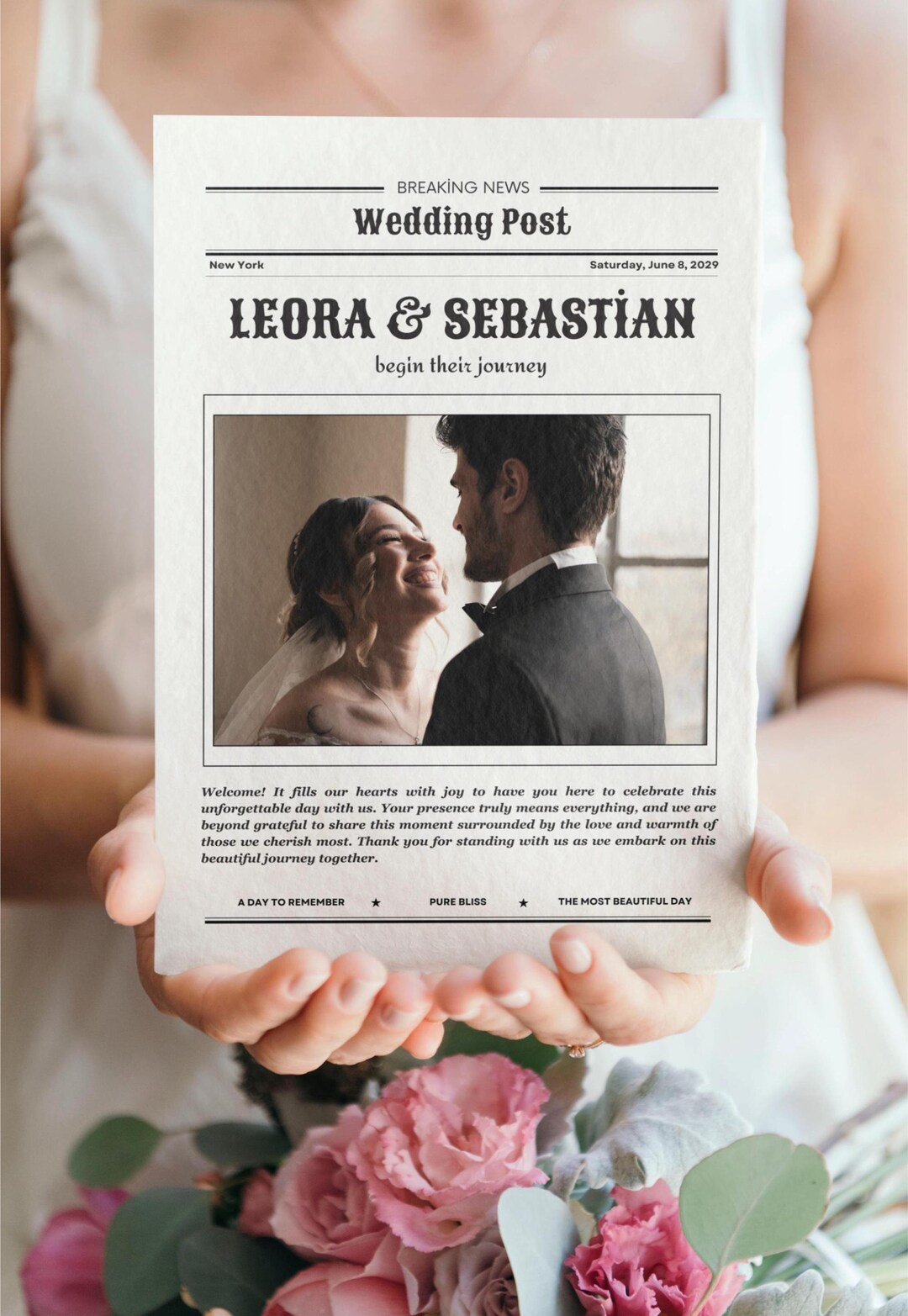 Custom Wedding Newspaper Template, Unique DIY Keepsake Print ...