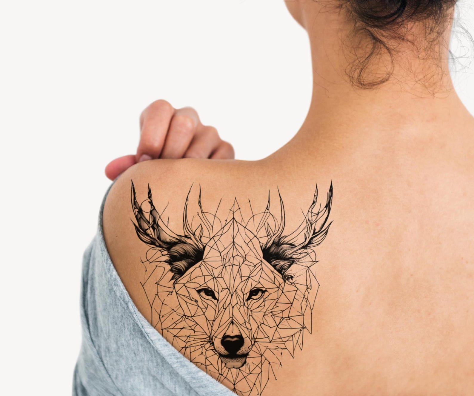 Geometric Wolf Tattoo Design, Abstract Animal Tattoo, Stylized Face ...