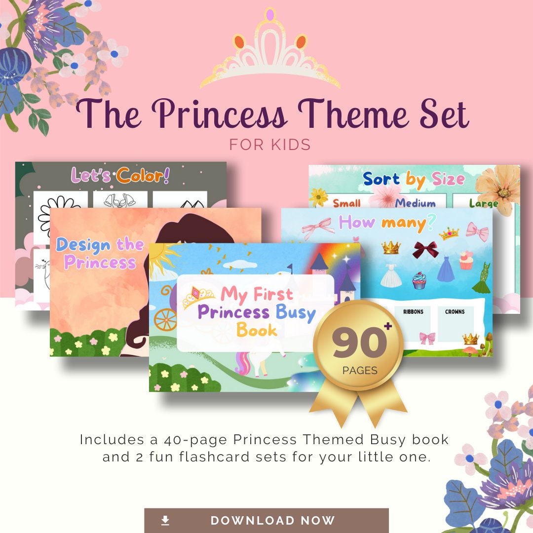 Princess Themed Activity Set Busy Book and Flashcard Sets for ...