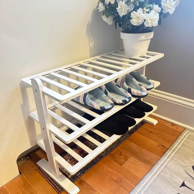 White Shoe Rack 3-tier Bamboo Shoe Rack Shoe Organizer Wooden ...