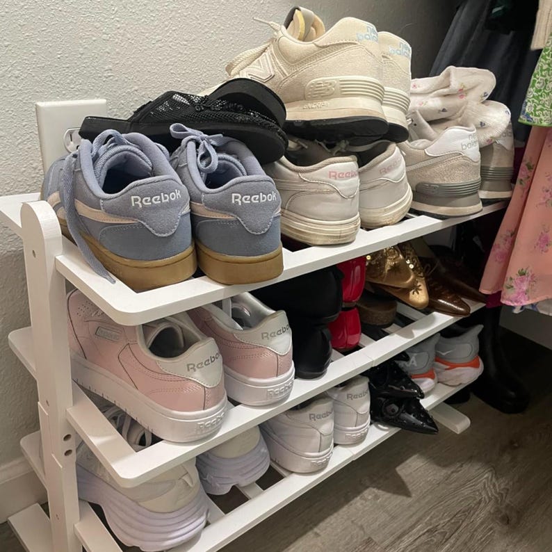 White Shoe Rack 3-tier Bamboo Shoe Rack Shoe Organizer Wooden ...