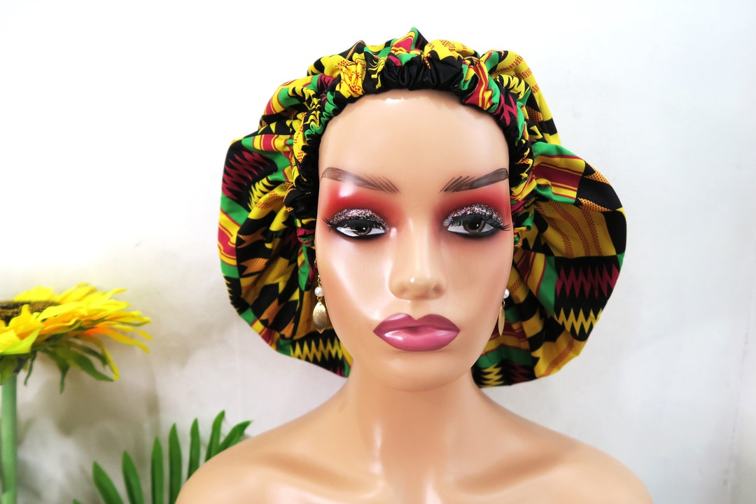 Extra Large Satin-lined Bonnet for Women, Big Size Beauty Print, Satin ...