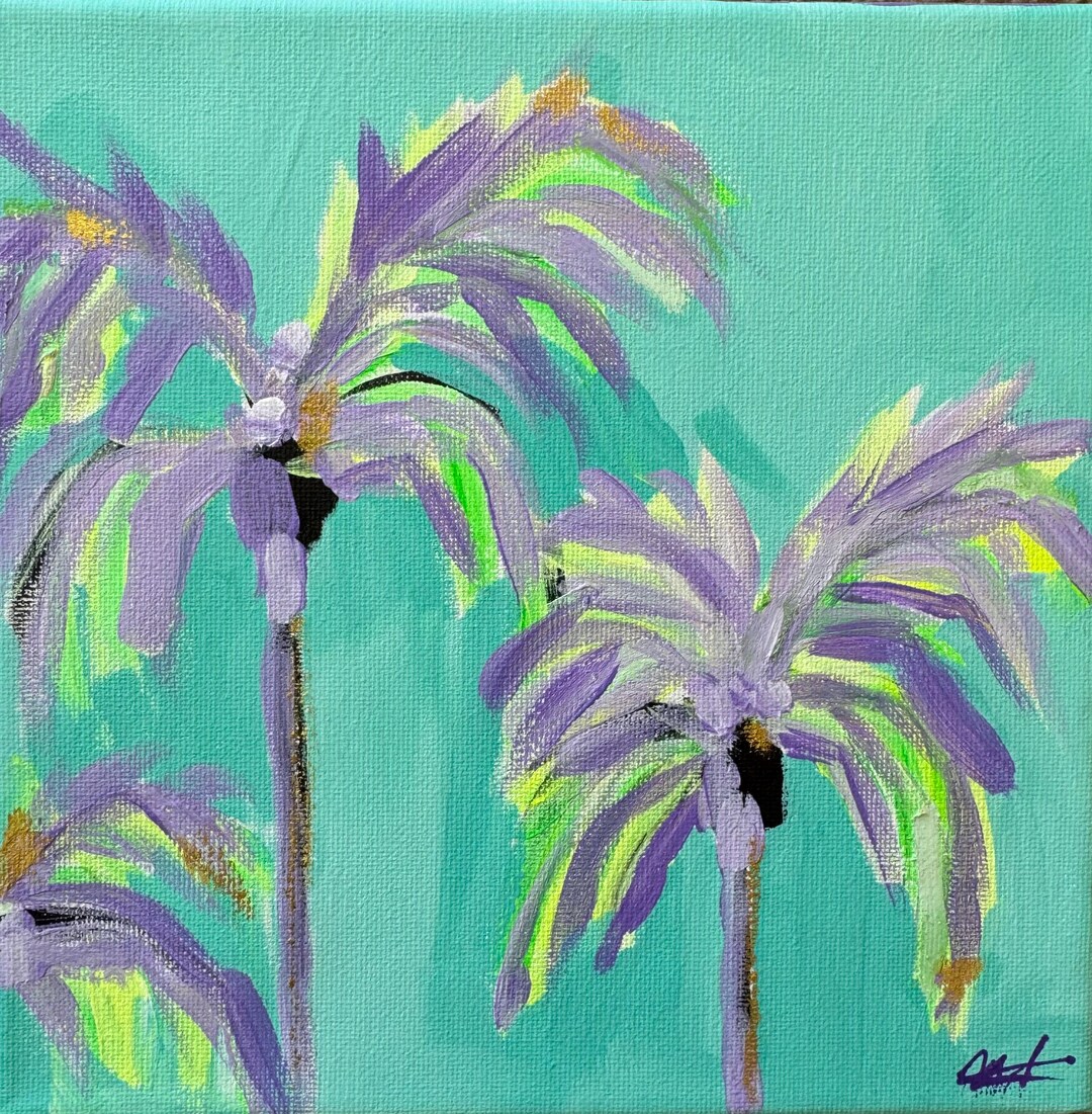 Palm Tree Art, Original Art, Small Painting, Abstract Palm Trees ...