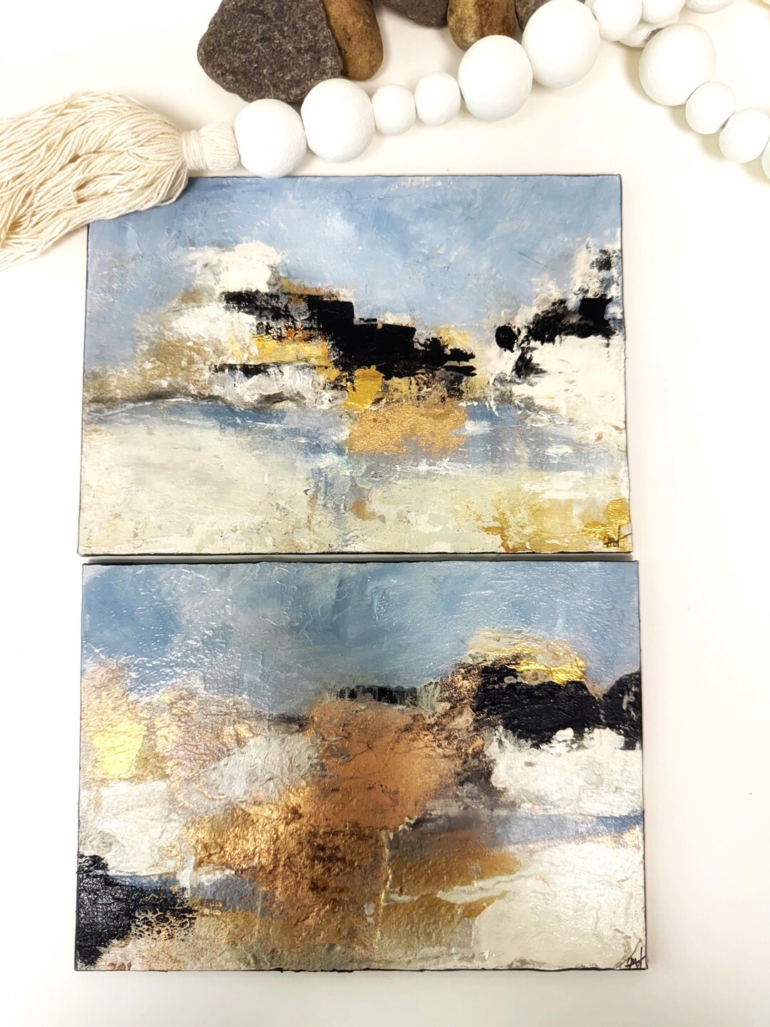 Abstract Landscape Painting Set: Original Textured Acrylic Art, 5x7" - Etsy