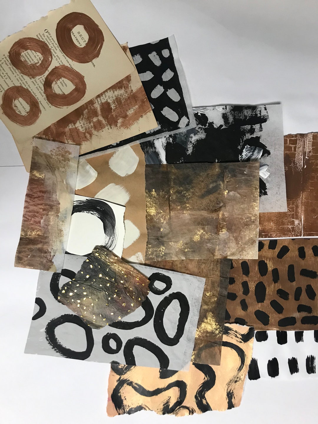 Collage Paper, Scrapbook Paper, Hand Painted Collage Paper, Neutral ...