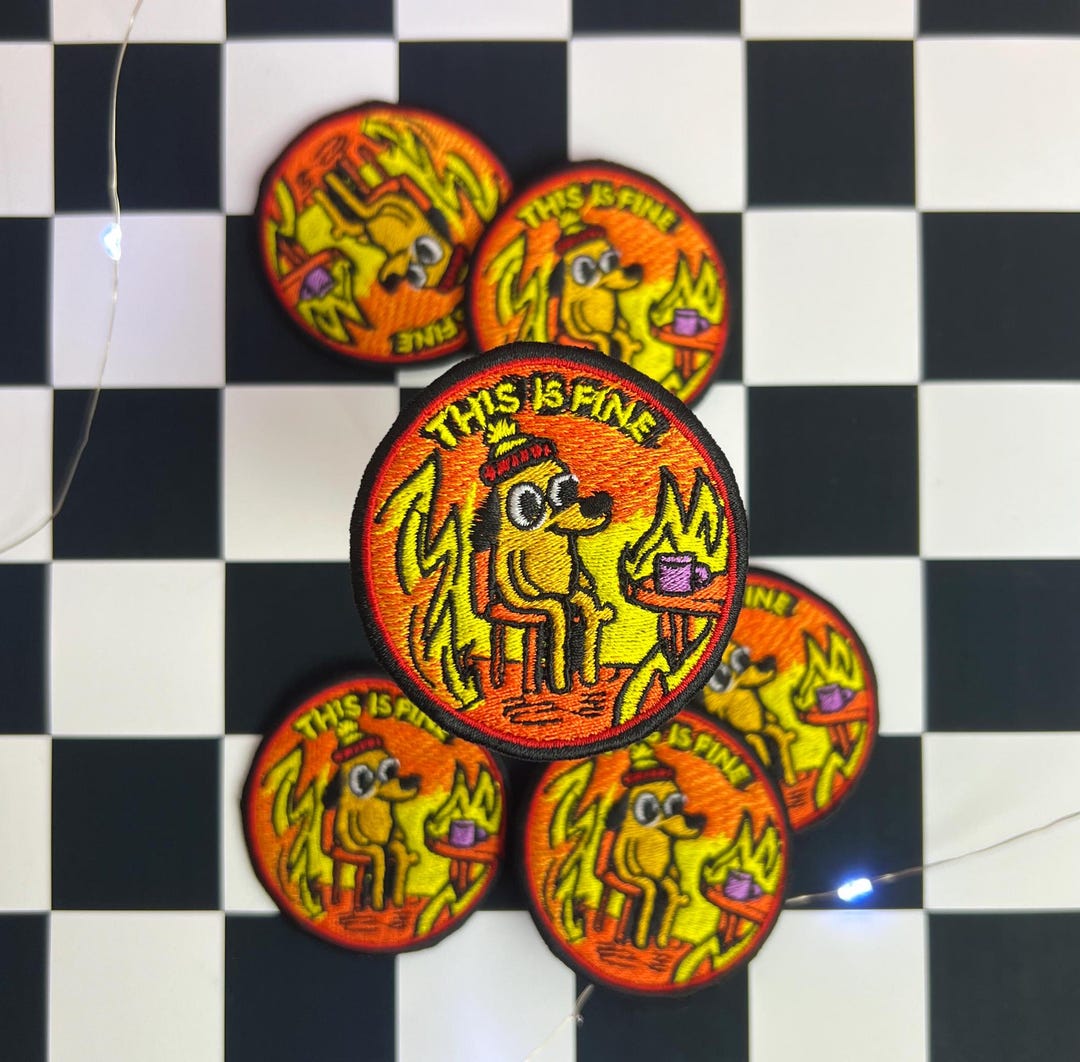 This is Fine Meme Embroidered Patch, Funny Iron on Patch, Cartoon Dog ...