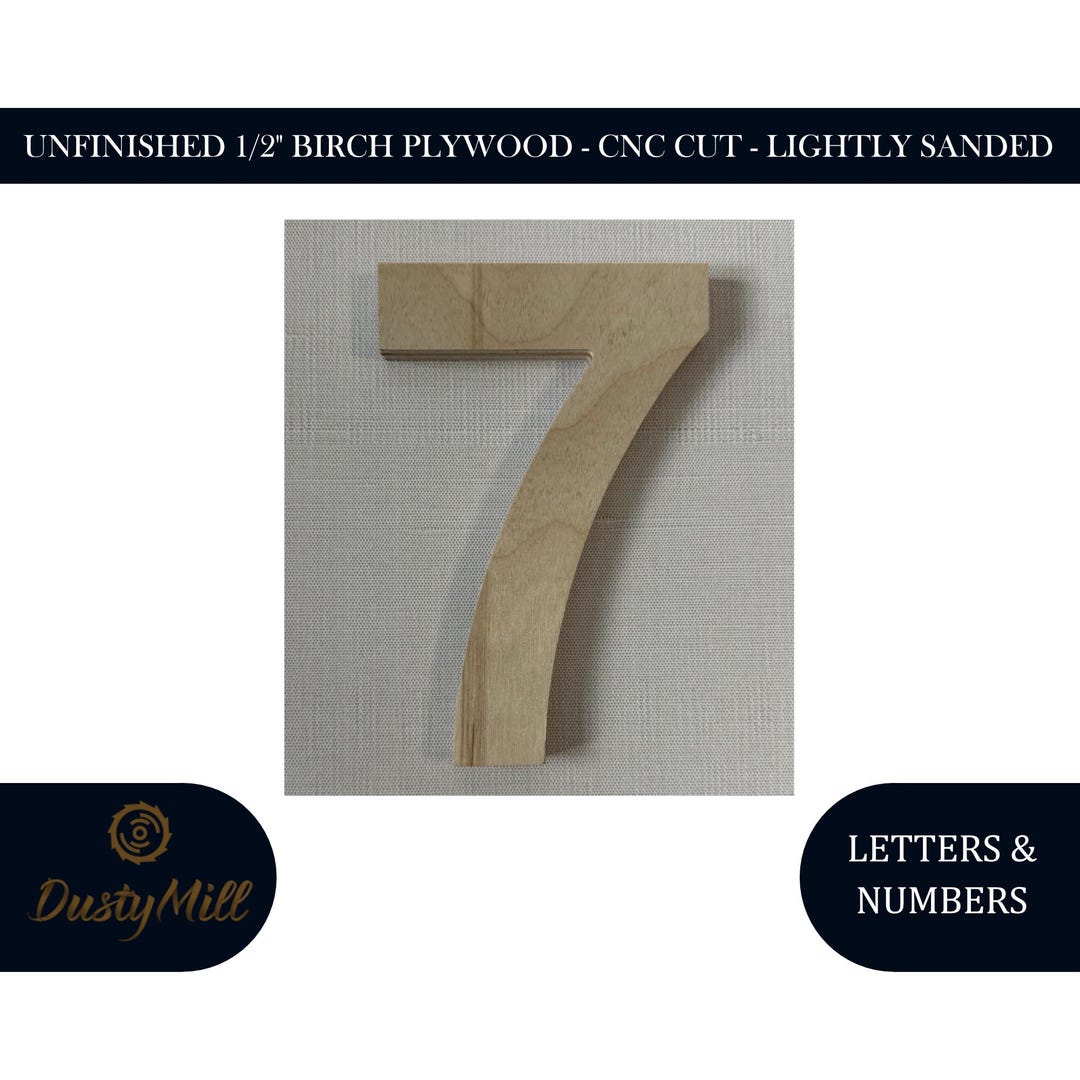 Unfinished Wooden Number 7 Cutout 1/2 Inch Thick Birch Wood Large ...
