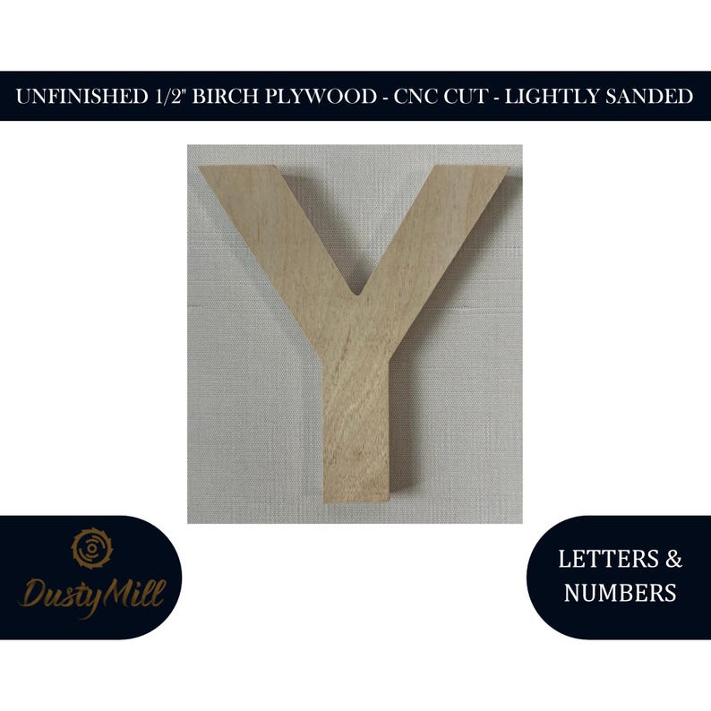 Unfinished Wooden Letter Y Cutout 1/2 Inch Thick Birch Wood Large ...