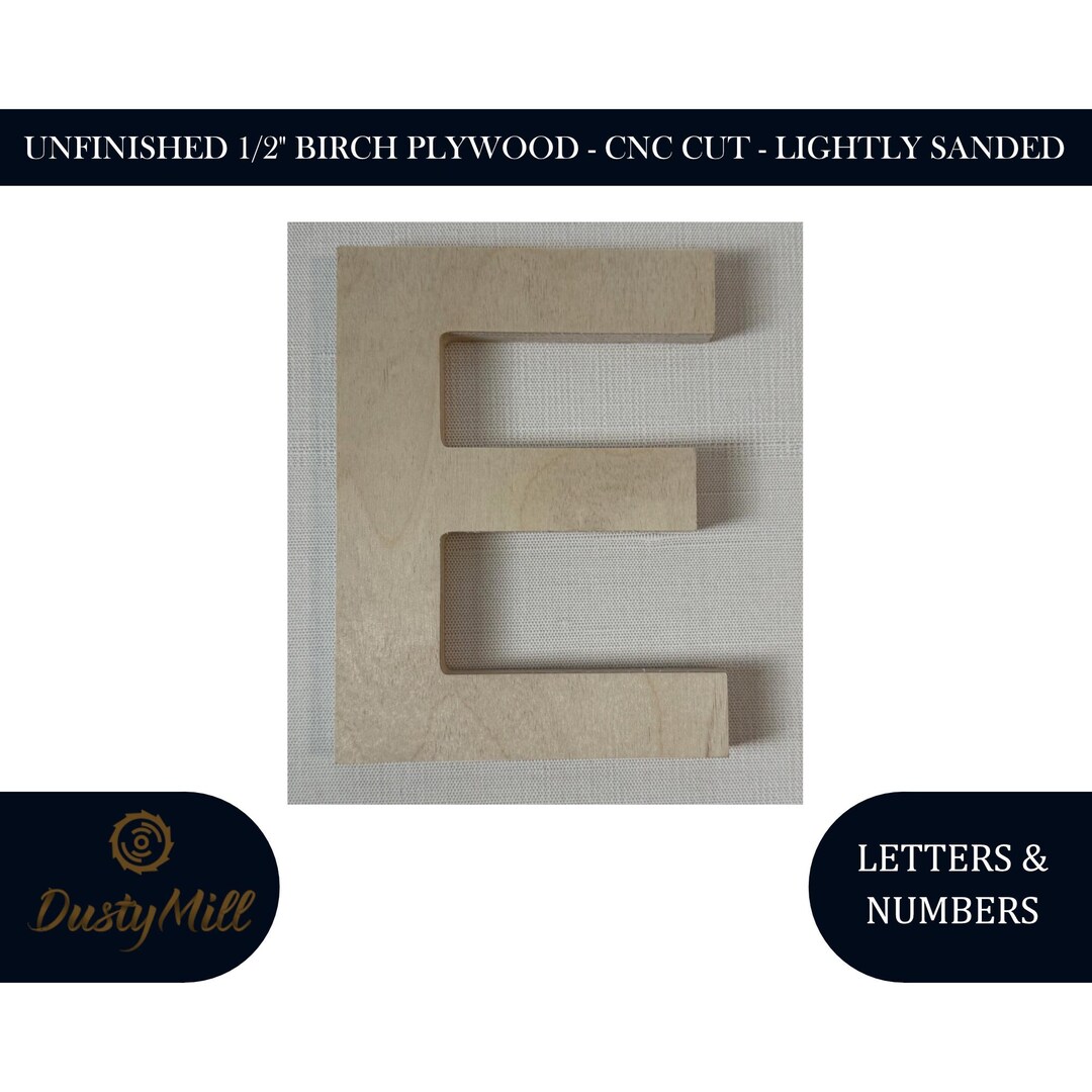 Unfinished Wooden Letter E Cutout 1/2 Inch Thick Birch Wood Large ...