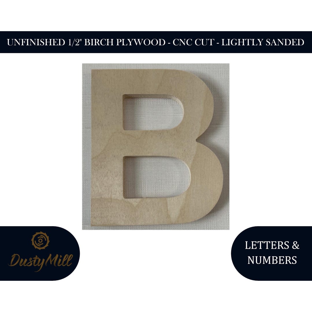 Unfinished Wooden Letter B Cutout 1/2 Inch Thick Birch Wood Large ...