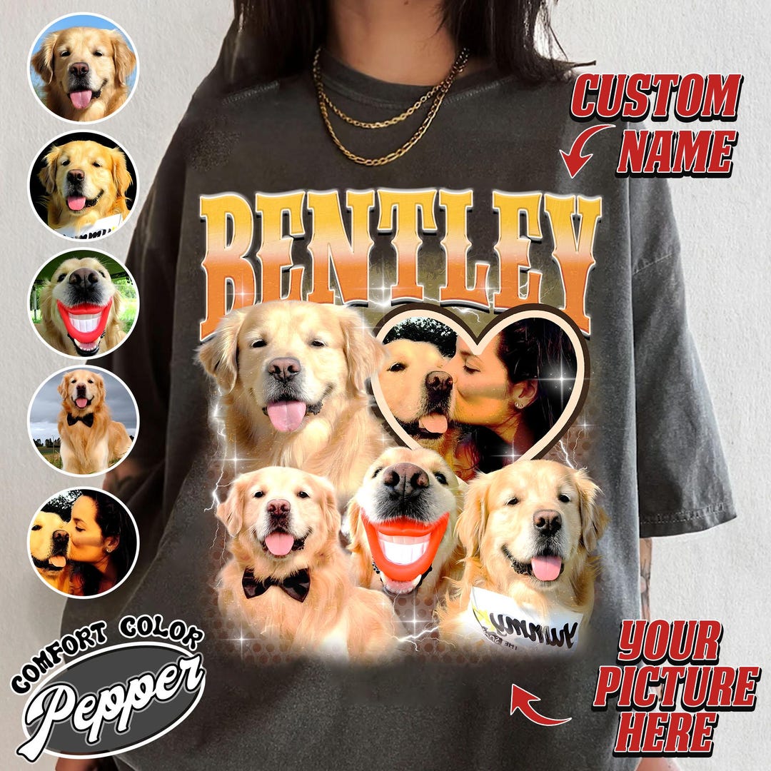 Custom Retro Dog Bootleg Shirt, Dog Bootleg Shirt, Custom Pet Photo ...