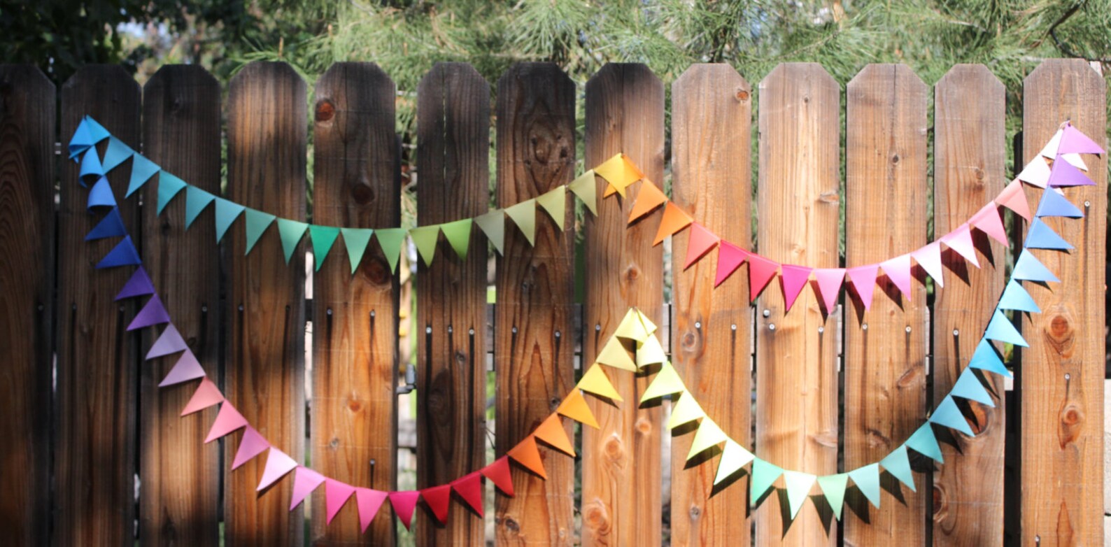Bright Pastel Rainbow Triangle Bunting 15 Feet Long - Etsy