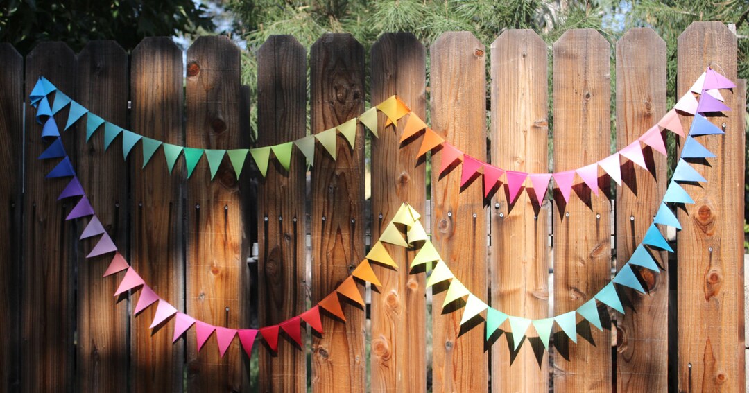 Bright Pastel Rainbow Triangle Bunting 15 Feet Long - Etsy
