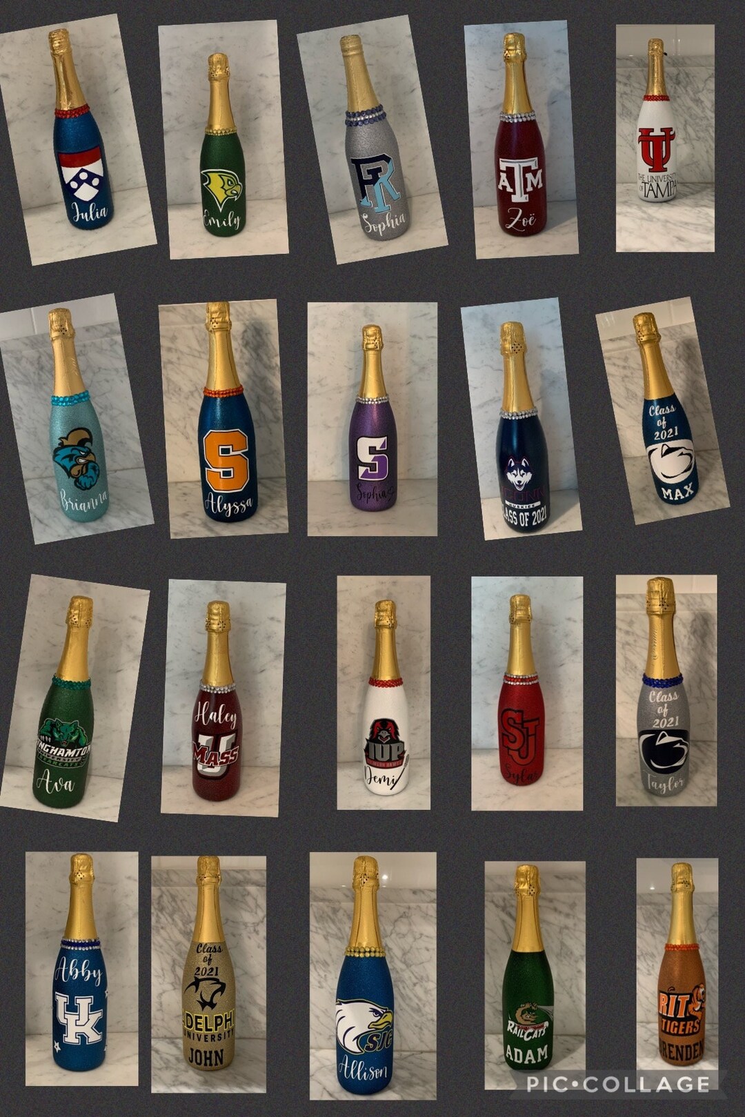 College Logo Bottles Bling Bottles Commitment Day Bottles College ...