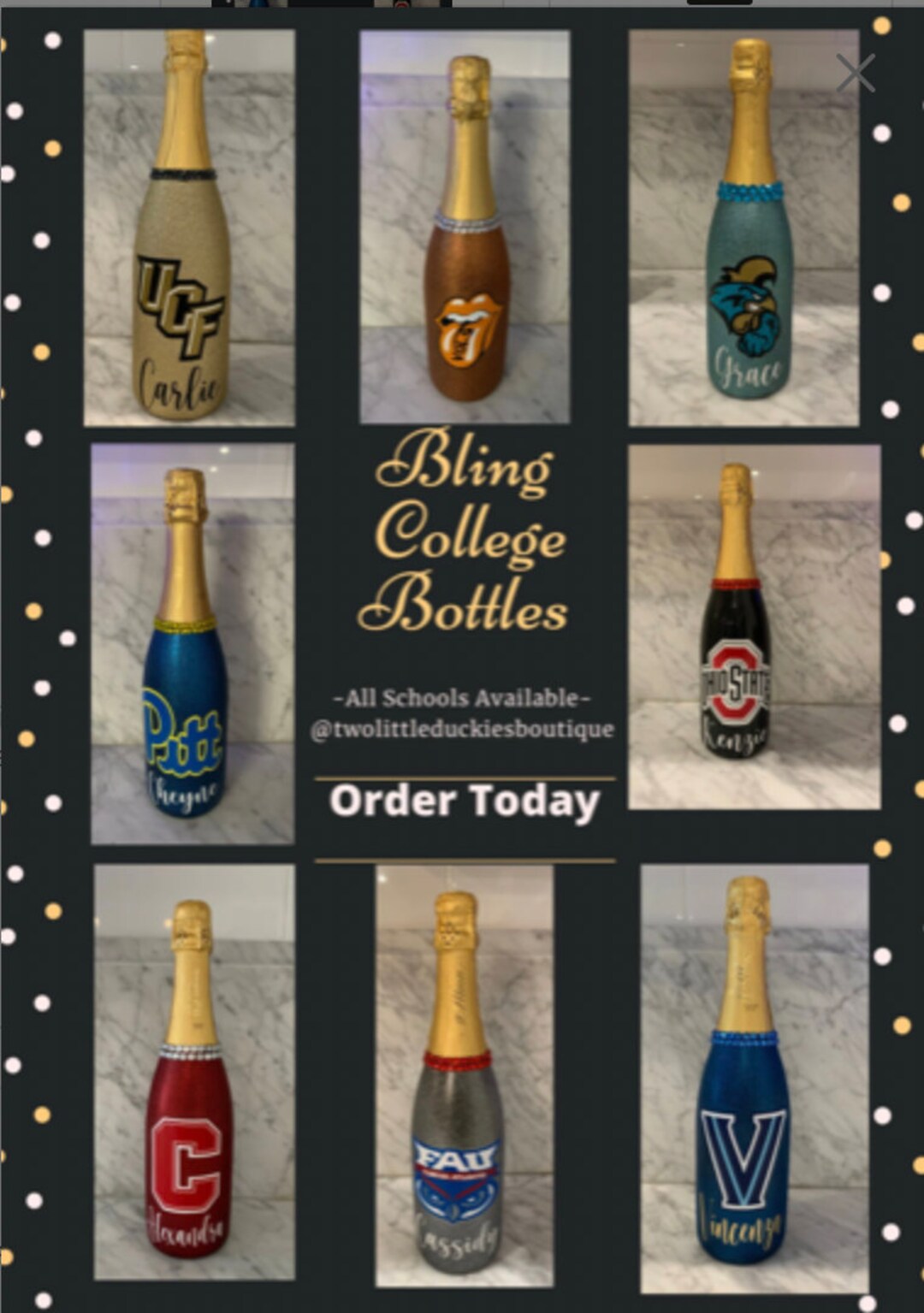 Custom College Bling Bottle Any College, Sorority, Fraternity, College ...