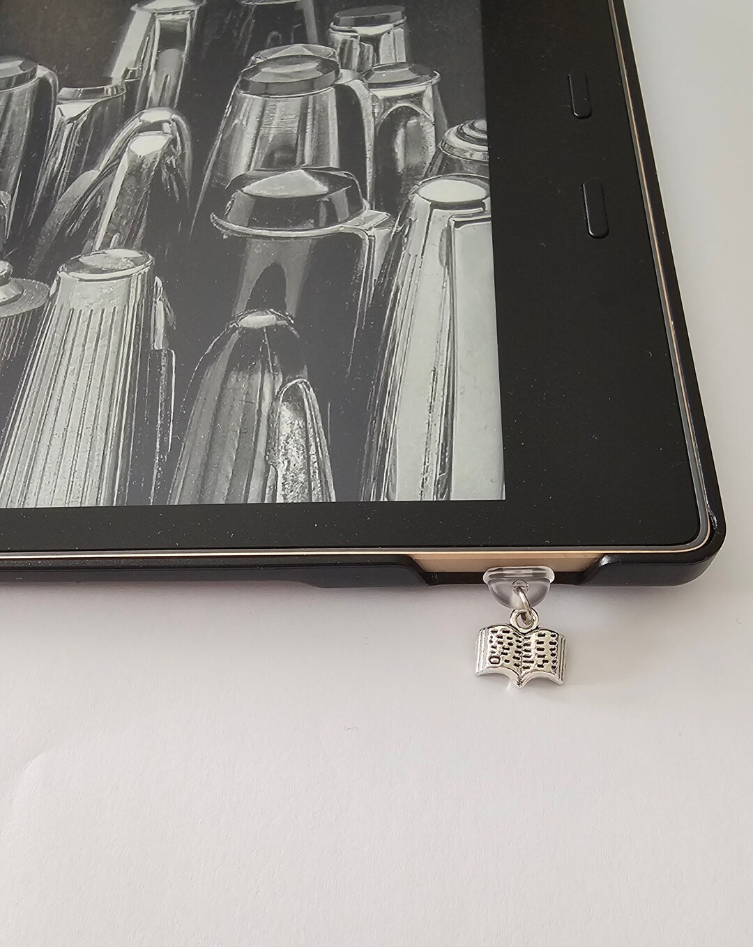 Silver Book Charm Dust Plug for Kindles, Phones, Tablets. Perfect Gift ...