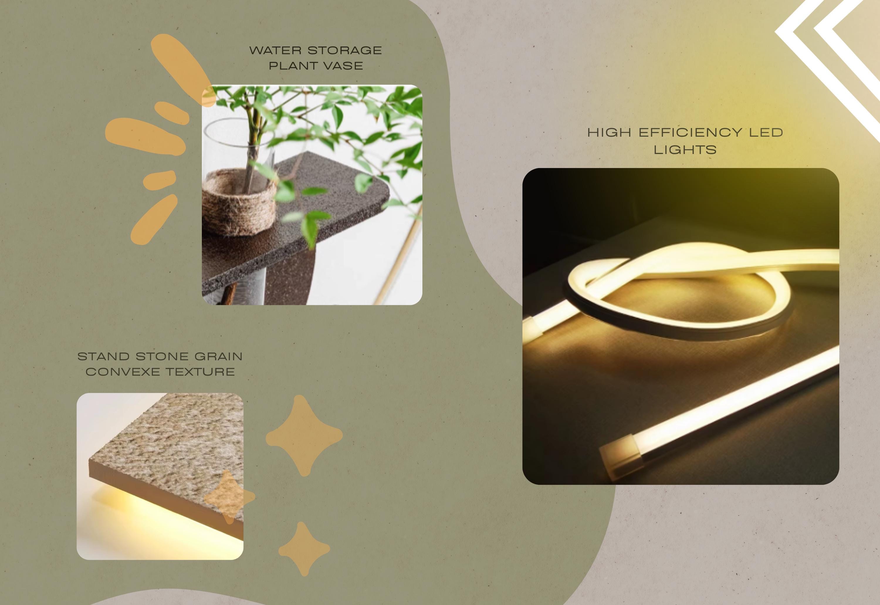 Modern LED Wall Art Decor With Vase Shelf, Minimalist Sandstone Wall ...