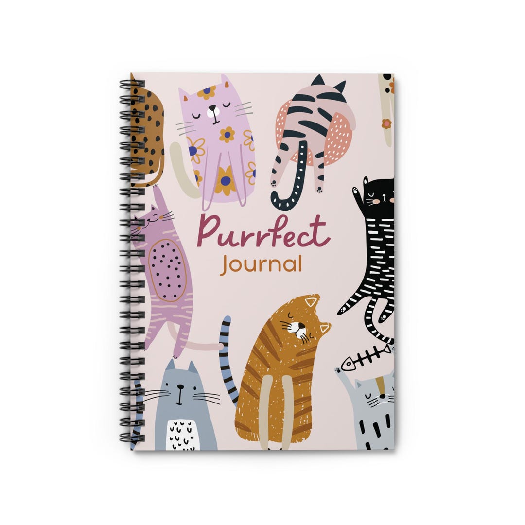 Purrfect Cat Spiral Notebook | Cute Lined Journal for Cat Lovers | Cute ...